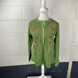 Soft Surroundings | Tops | Soft Surroundings Embroidered Button Front ...